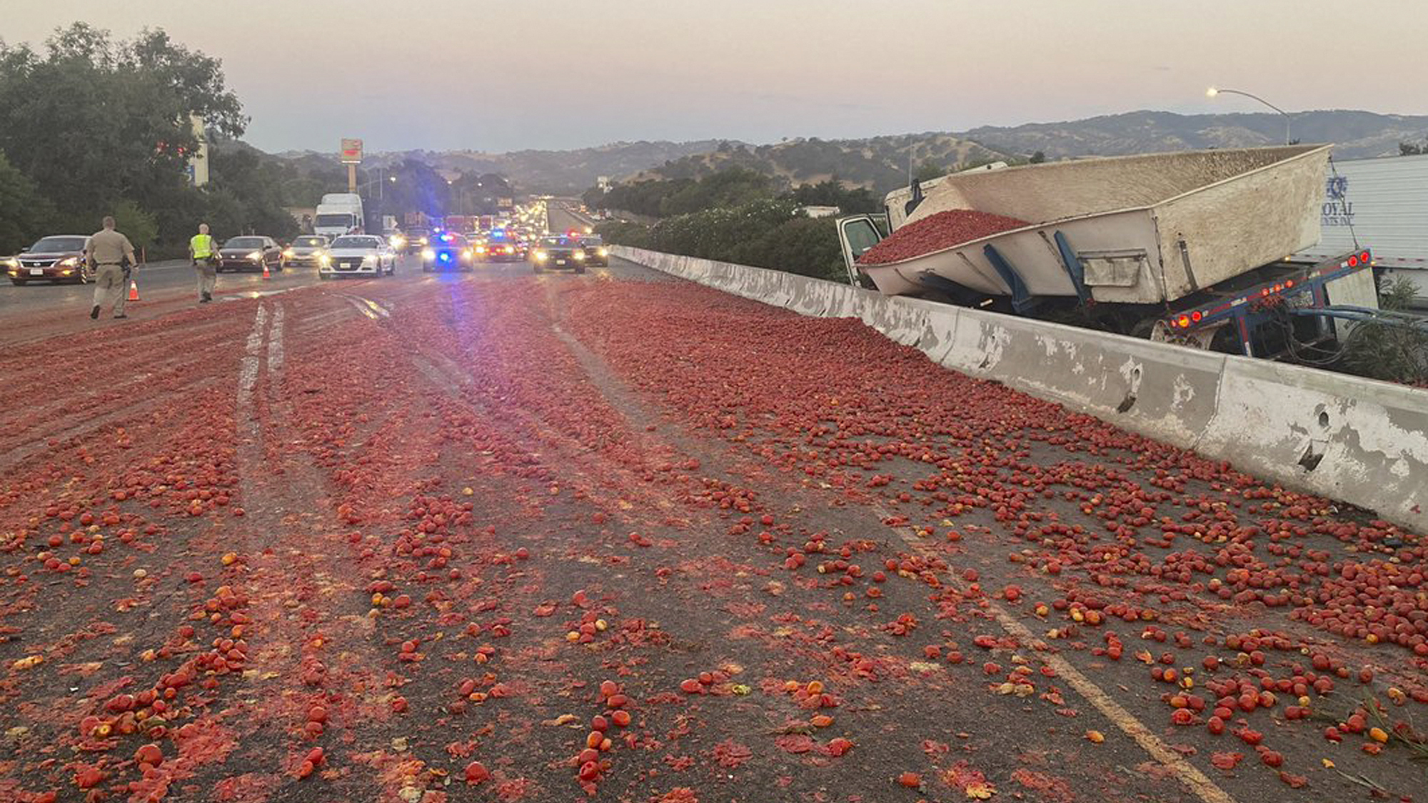 A tomato spill makes a major California highway a marinara mess | WAMU